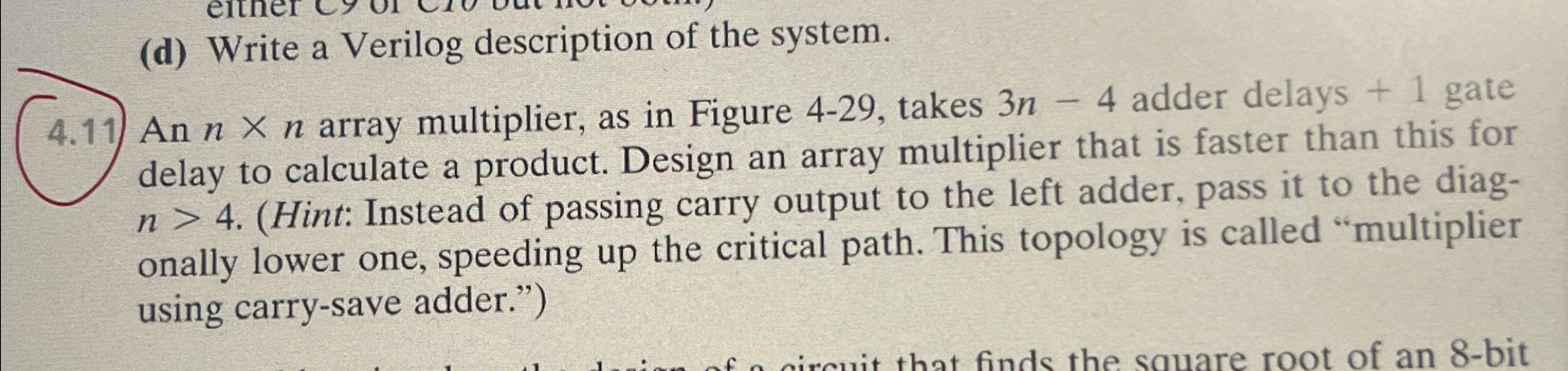 Solved (d) ﻿Write a Verilog description of the system.4.11 | Chegg.com