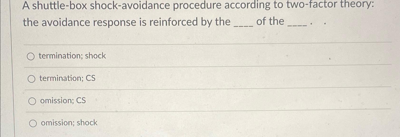 Solved A shuttle-box shock-avoidance procedure according to | Chegg.com