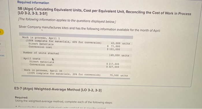 Solved Required information SB (Algo) Calculating Equivalent | Chegg.com