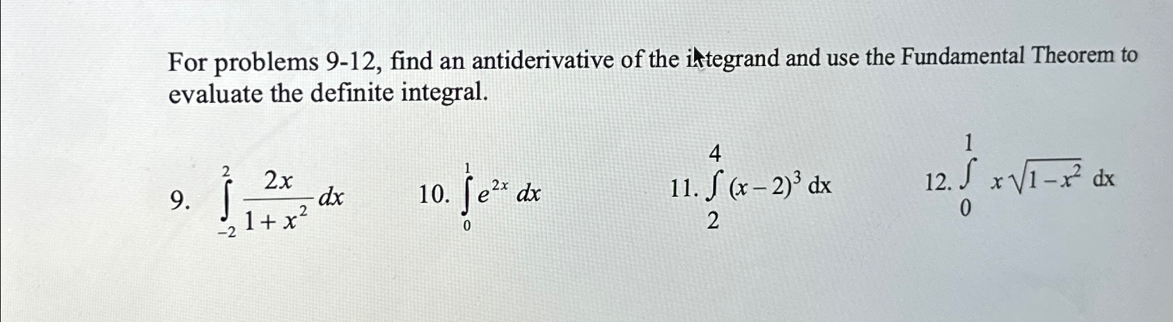 Solved For problems 9-12, ﻿find an antiderivative of the | Chegg.com