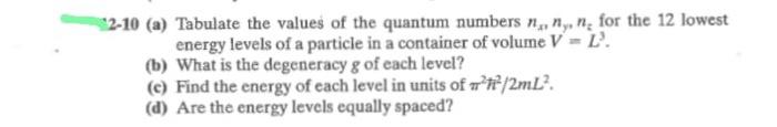 Solved 10 (a) Tabulate the values of the quantum numbers | Chegg.com
