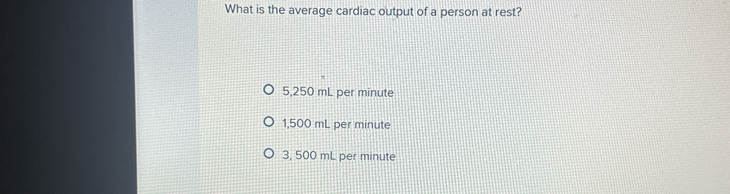 Solved What is the average cardiac output of a person at | Chegg.com