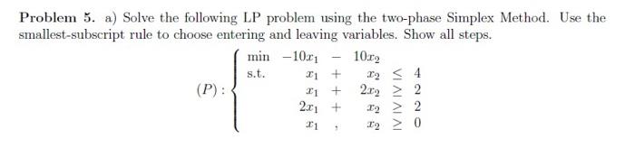 Solved Problem 5. a) Solve the following LP problem using | Chegg.com