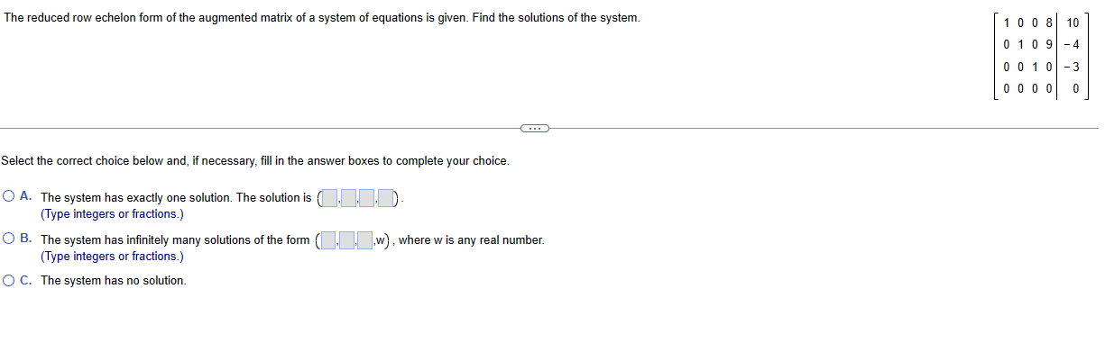 Solved The reduced row echelon form of the augmented matrix | Chegg.com