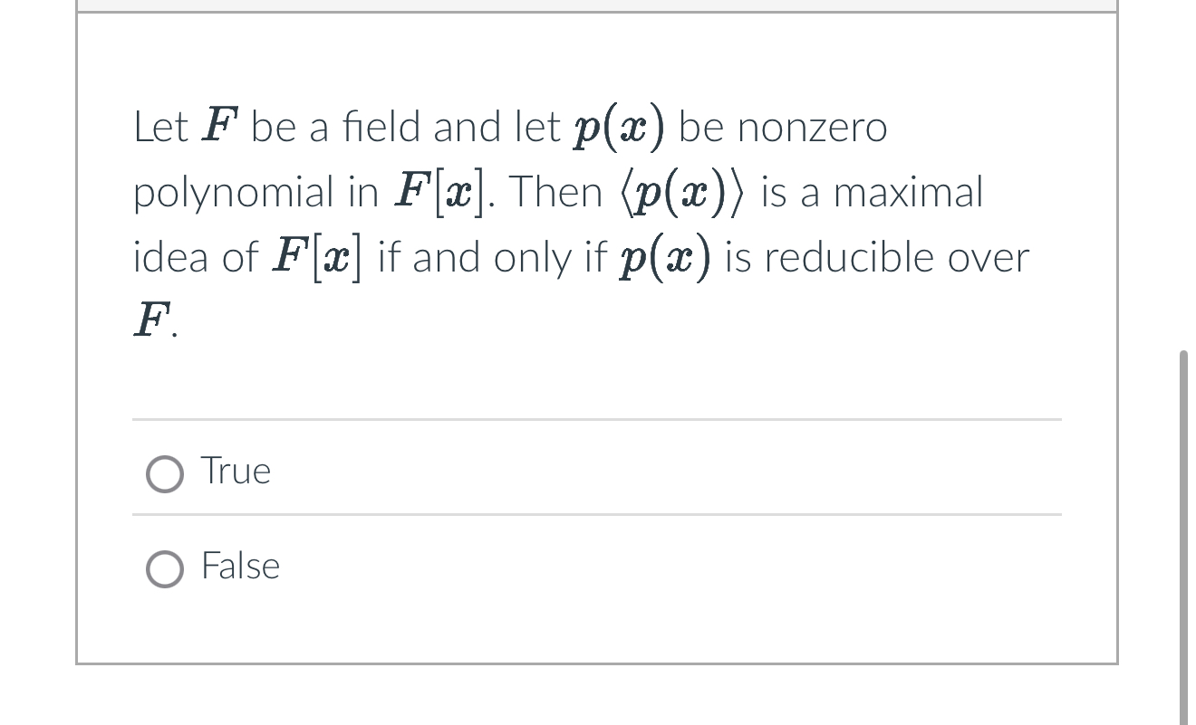 Solved Let F ﻿be a field and let p(x) ﻿be nonzero polynomial | Chegg.com