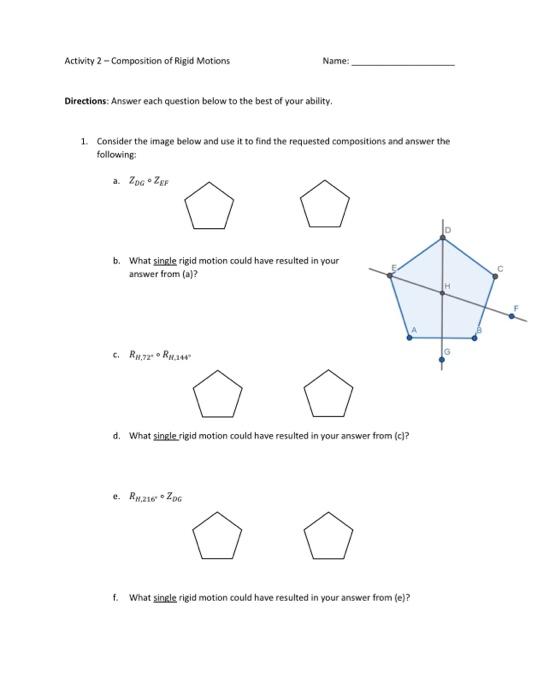 Activity 2 - Composition of Rigid Motions Name: | Chegg.com