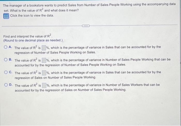 Solved The manager of a bookstore wants to predict Sales | Chegg.com