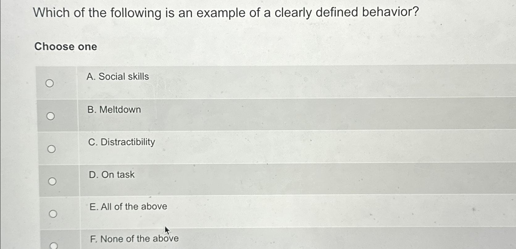 Solved Which of the following is an example of a clearly | Chegg.com