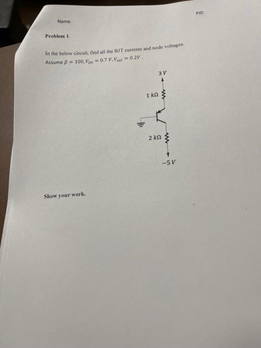 Solved Name Problem 1. In the below circuit, find all the | Chegg.com