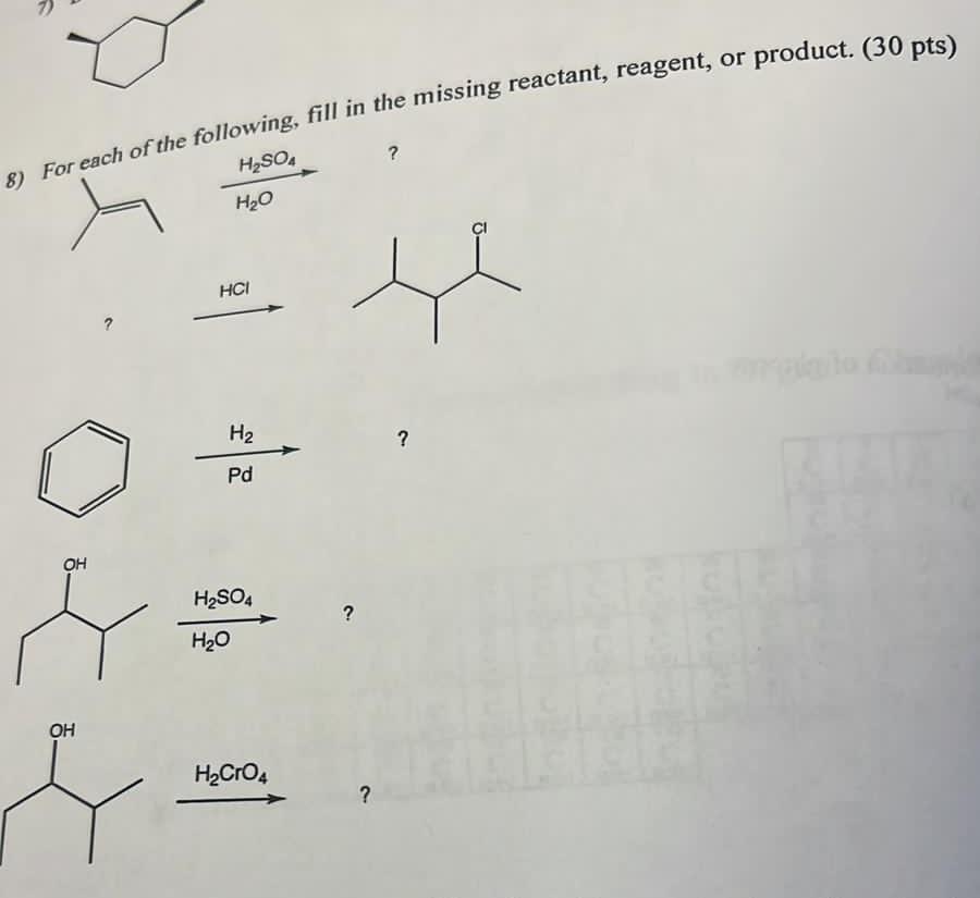 Solved 8) For each of the following, fill in the missing | Chegg.com