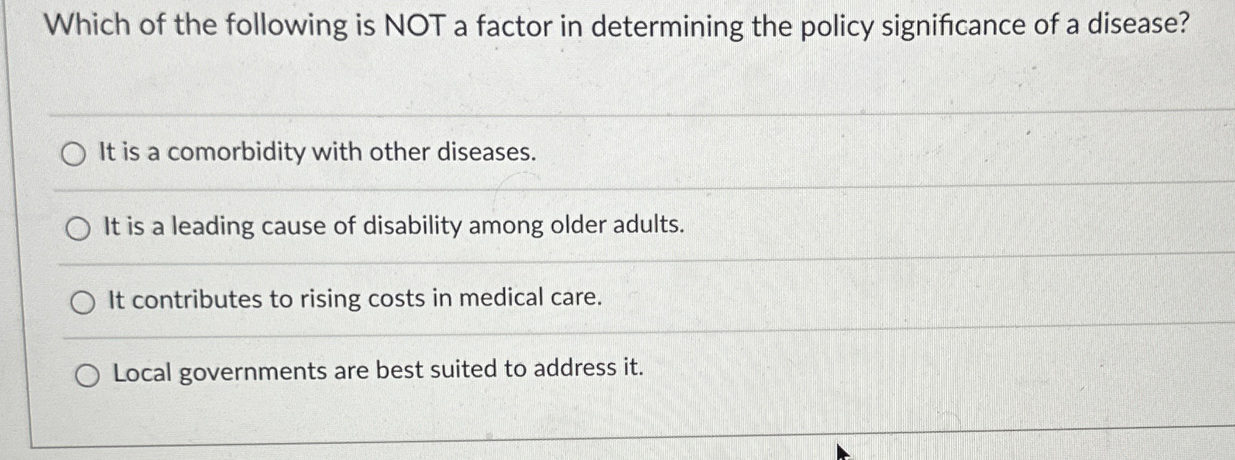 Solved Which of the following is NOT a factor in determining | Chegg.com