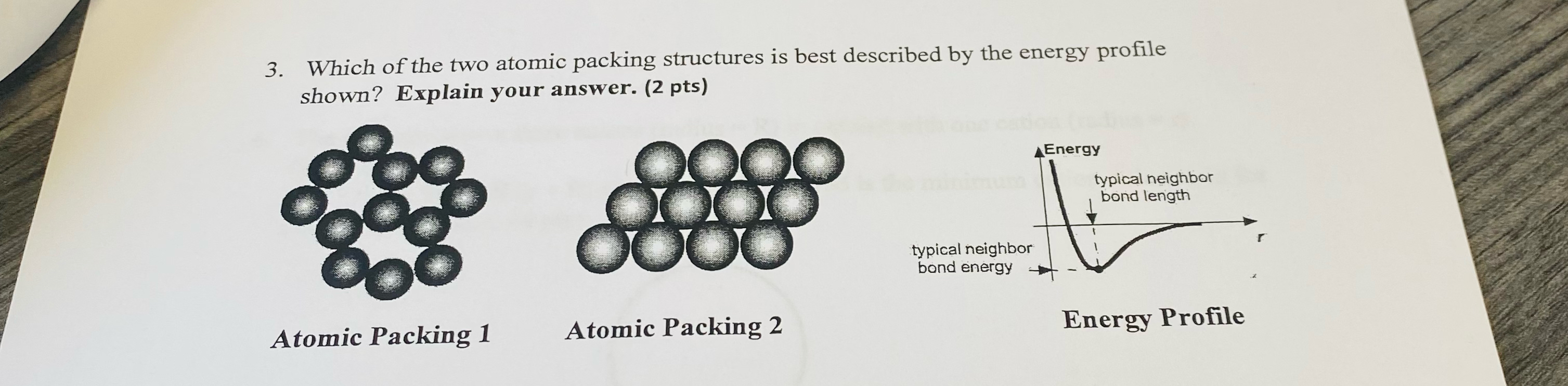 Solved Which of the two atomic packing structures is best | Chegg.com