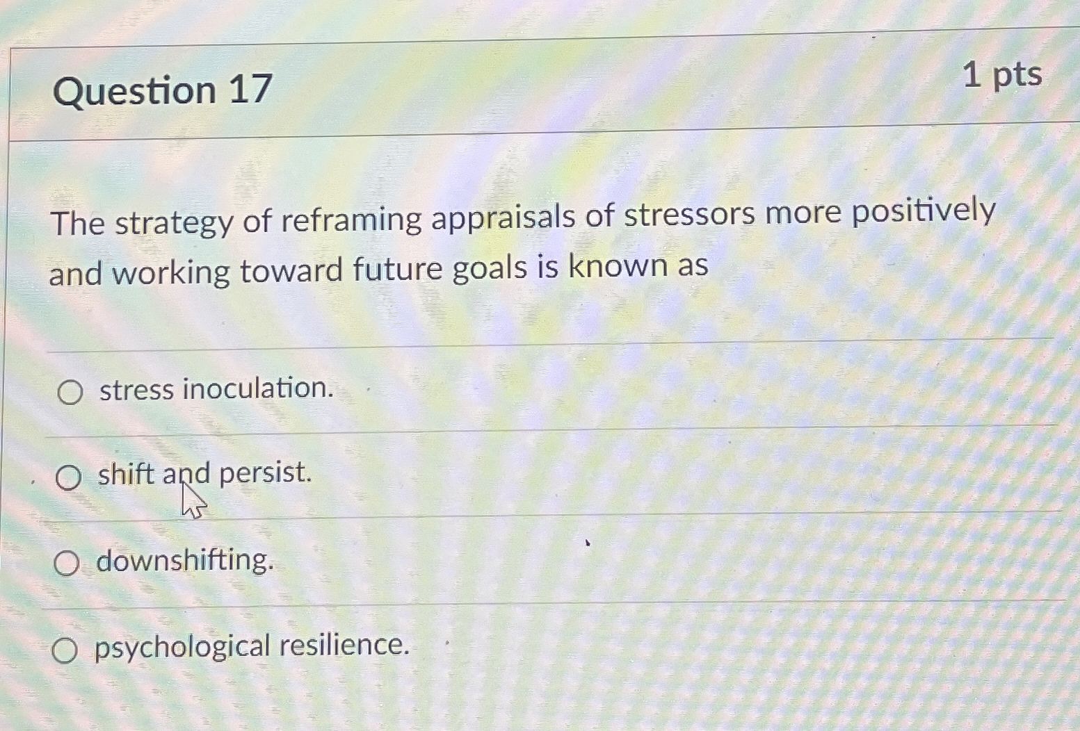 Solved Question 171 ﻿ptsThe strategy of reframing appraisals | Chegg.com