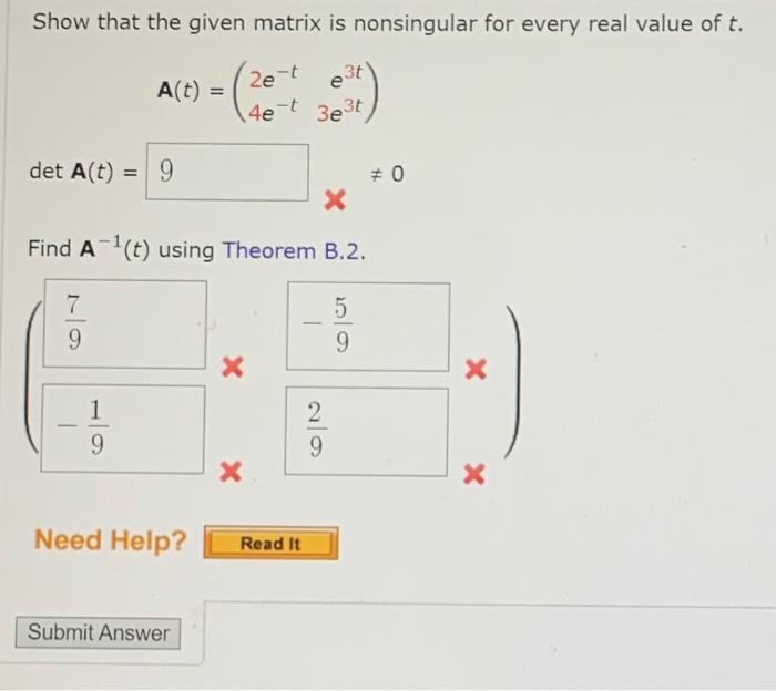 Solved Show that the given matrix is nonsingular for every | Chegg.com