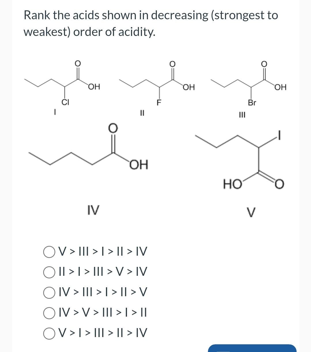 Solved Rank the acids shown in decreasing (strongest to | Chegg.com