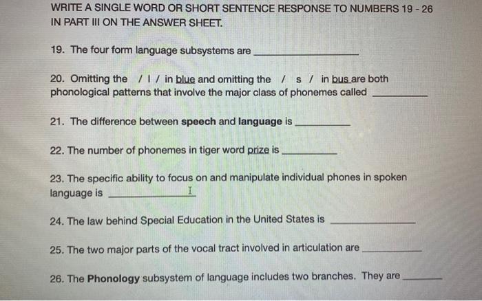 Solved PARTI MATCHING 1/2 point each response WRITE THE | Chegg.com