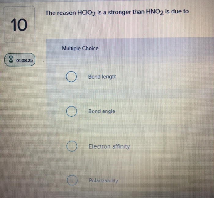 Solved The reason HCIO2 is a stronger than HNO2 is due to | Chegg.com