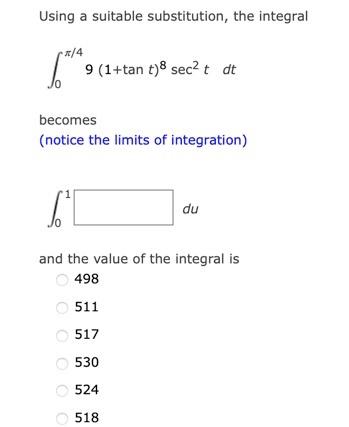 Solved Using a suitable substitution, the integral | Chegg.com