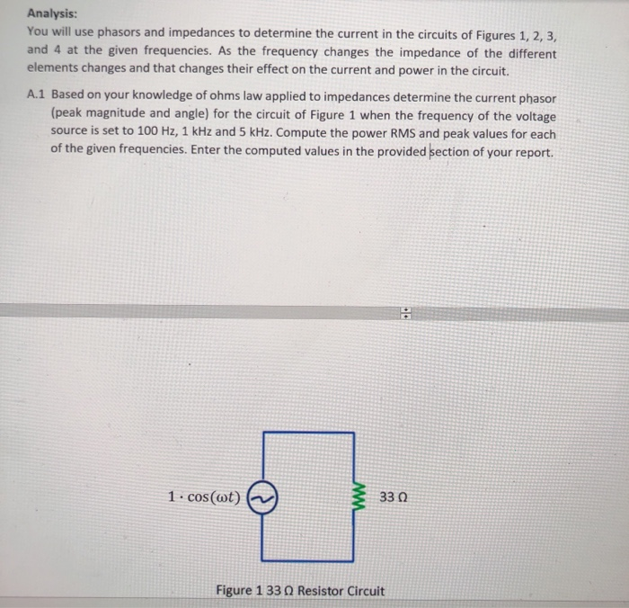 Solved Analysis: You will use phasors and impedances to | Chegg.com