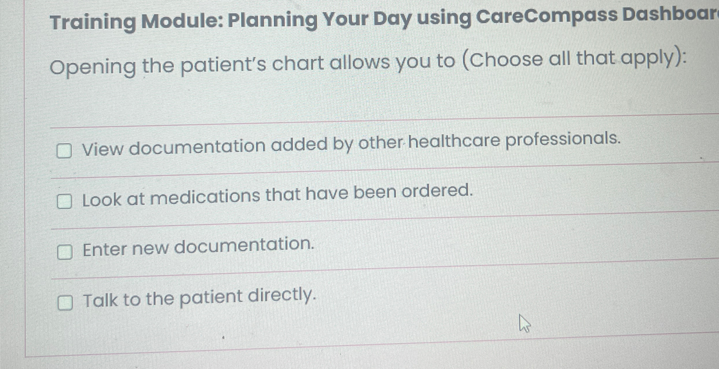 Solved Training Module: Planning Your Day using CareCompass | Chegg.com
