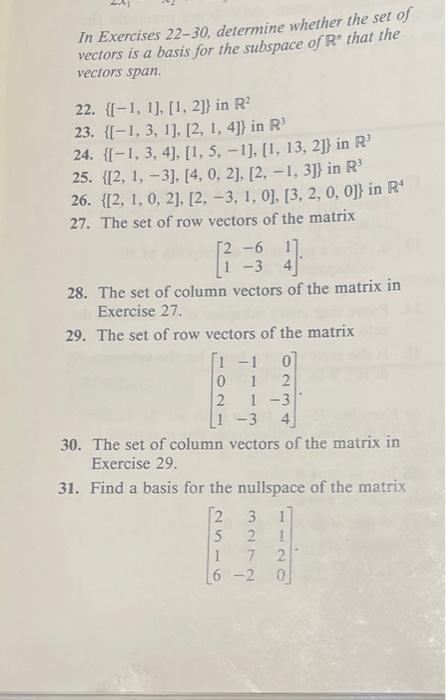 Solved In Exercises 22-30, determine whether the set of | Chegg.com