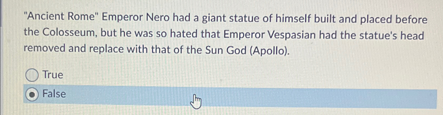 Solved "Ancient Rome" Emperor Nero had a giant statue of | Chegg.com