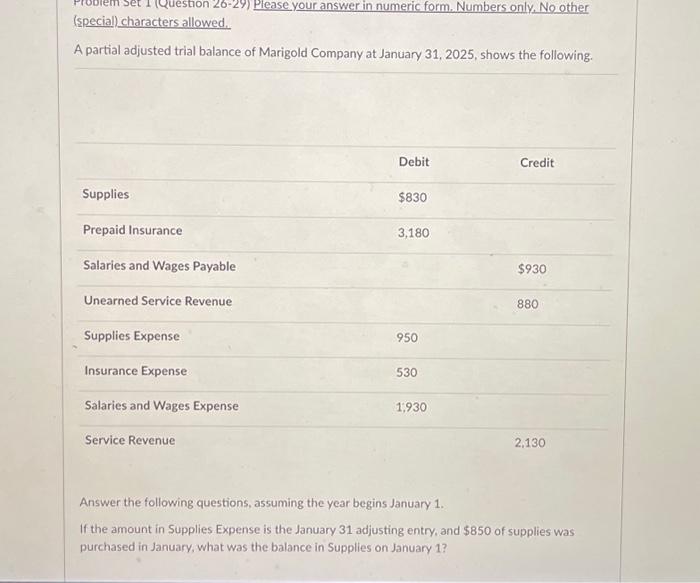 Solved (special) characters allowed. A partial adjusted | Chegg.com
