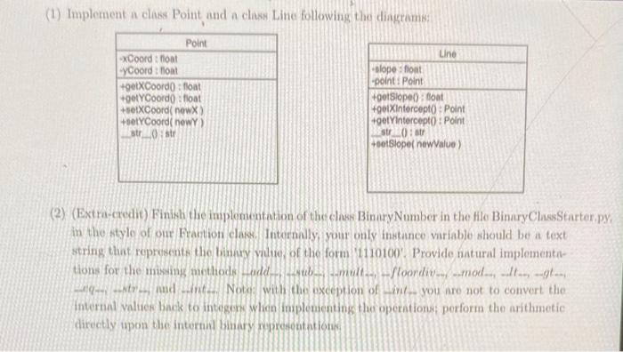 Solved (1) Implement a class Point and a class Line | Chegg.com