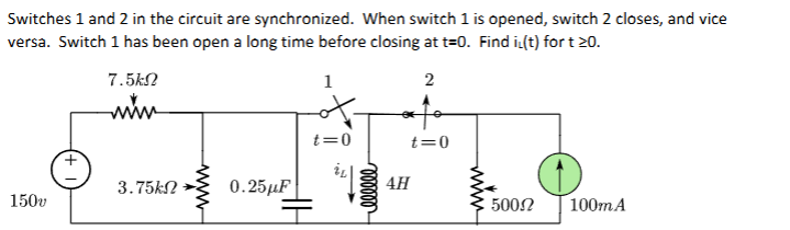 Solved Switches 1 ﻿and 2 in ﻿the circuit are synchronized. | Chegg.com