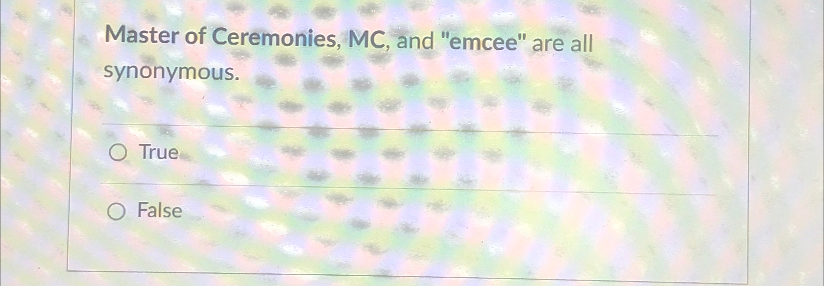Solved Master of Ceremonies, MC, ﻿and "emcee" are all | Chegg.com