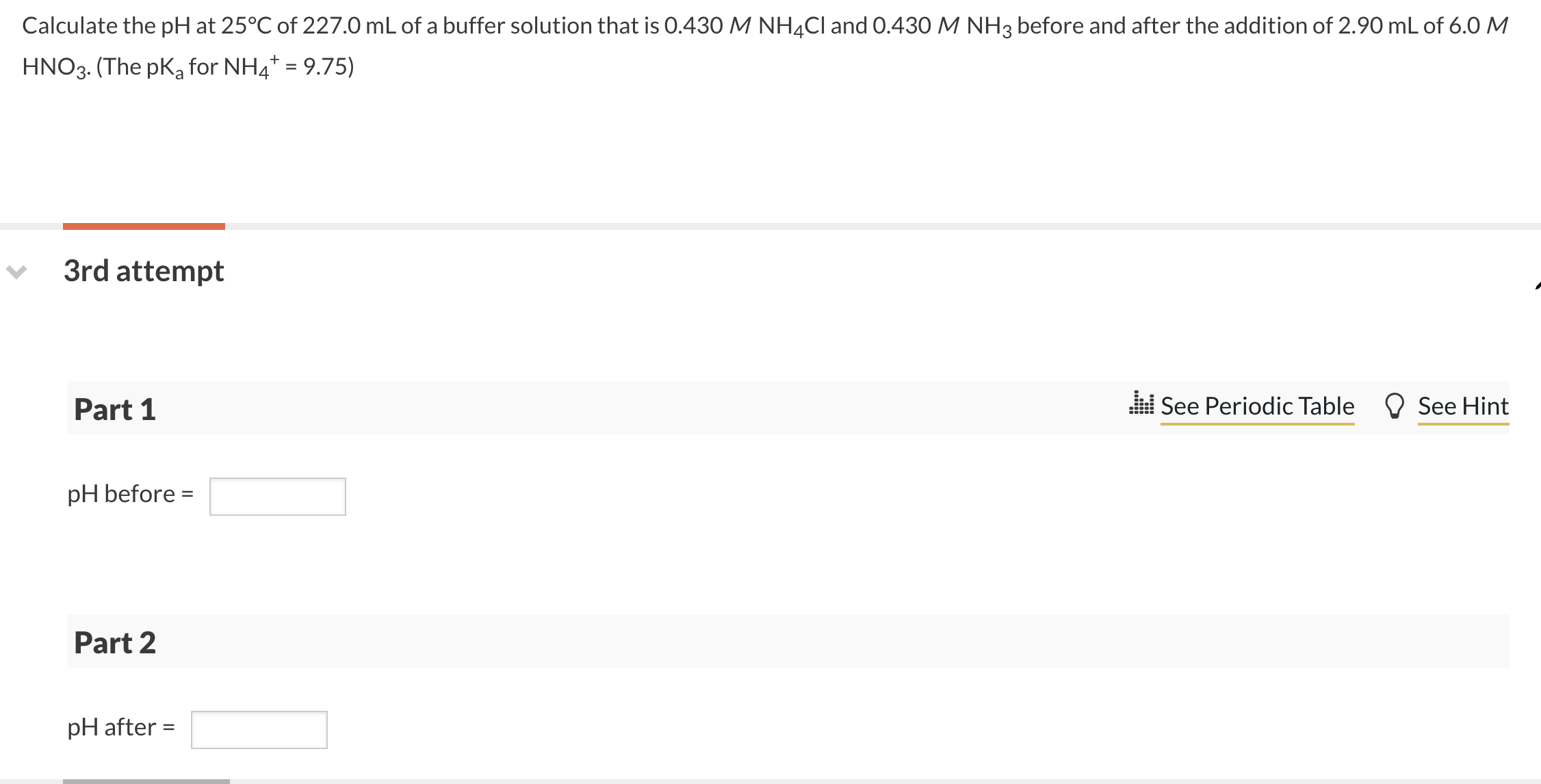 Solved Calculate the pH ﻿at 25°C ﻿of 227.0mL ﻿of a buffer | Chegg.com