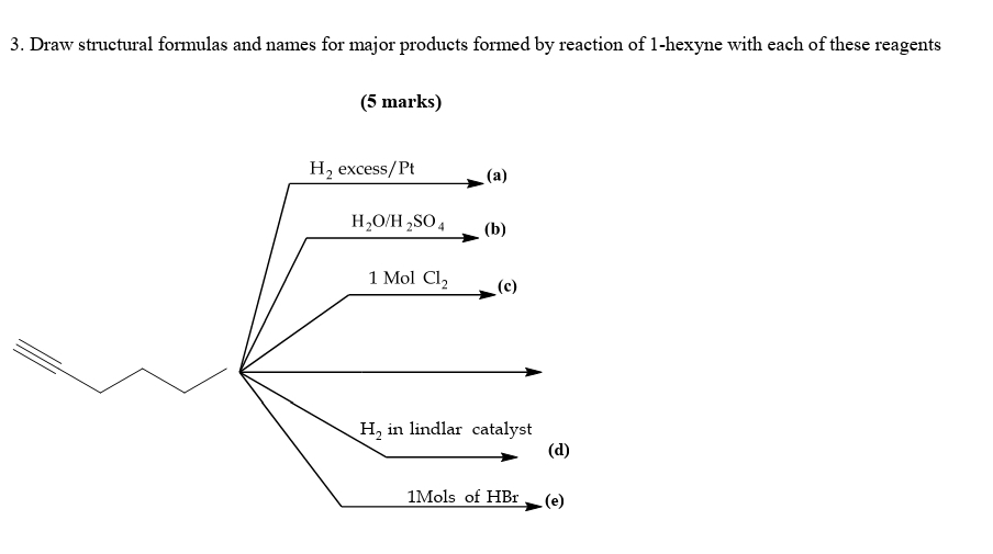 [Solved]: Draw structural formulas and names for major produ