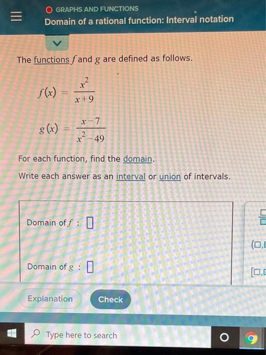 Solved O Graphs And Functions Domain Of A Rational Function