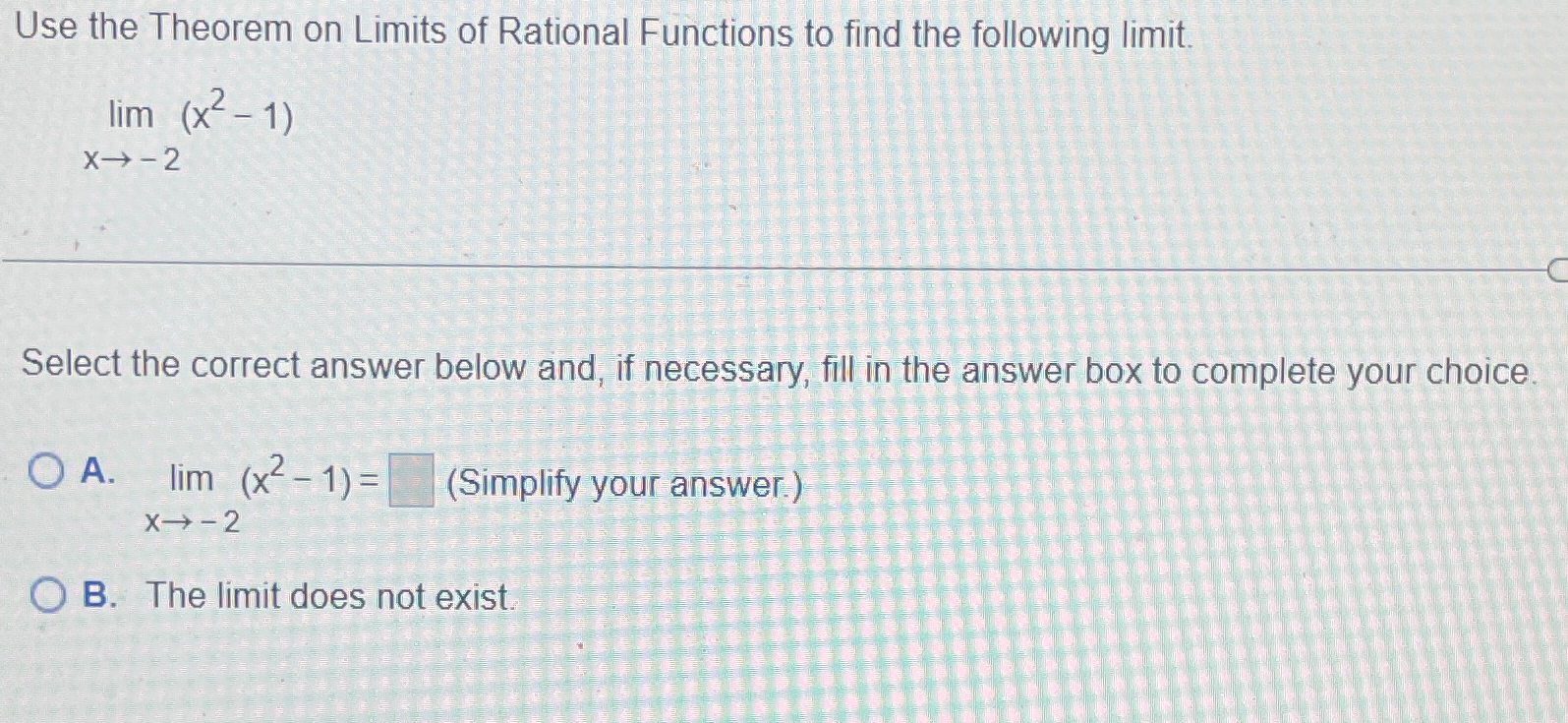 Solved Use the Theorem on Limits of Rational Functions to | Chegg.com
