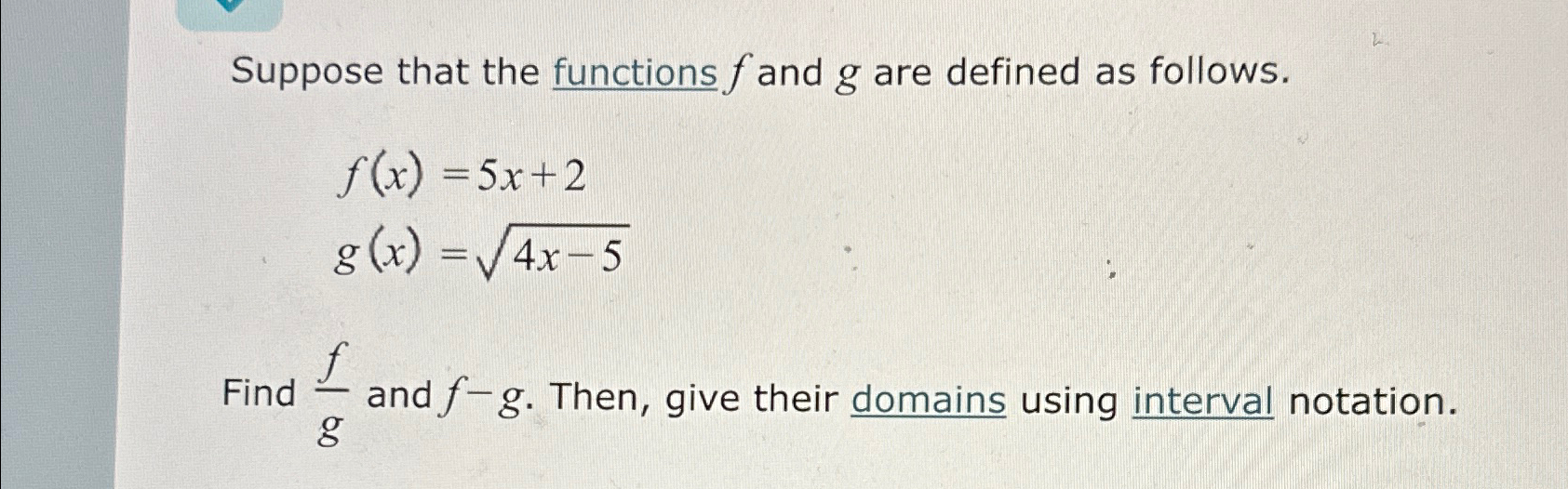 Solved Suppose that the functions f ﻿and g ﻿are defined as | Chegg.com