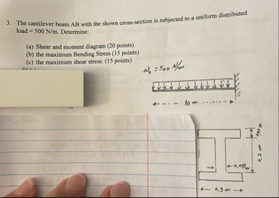 Solved The cantilever beam AB ﻿with the shown cross-section | Chegg.com