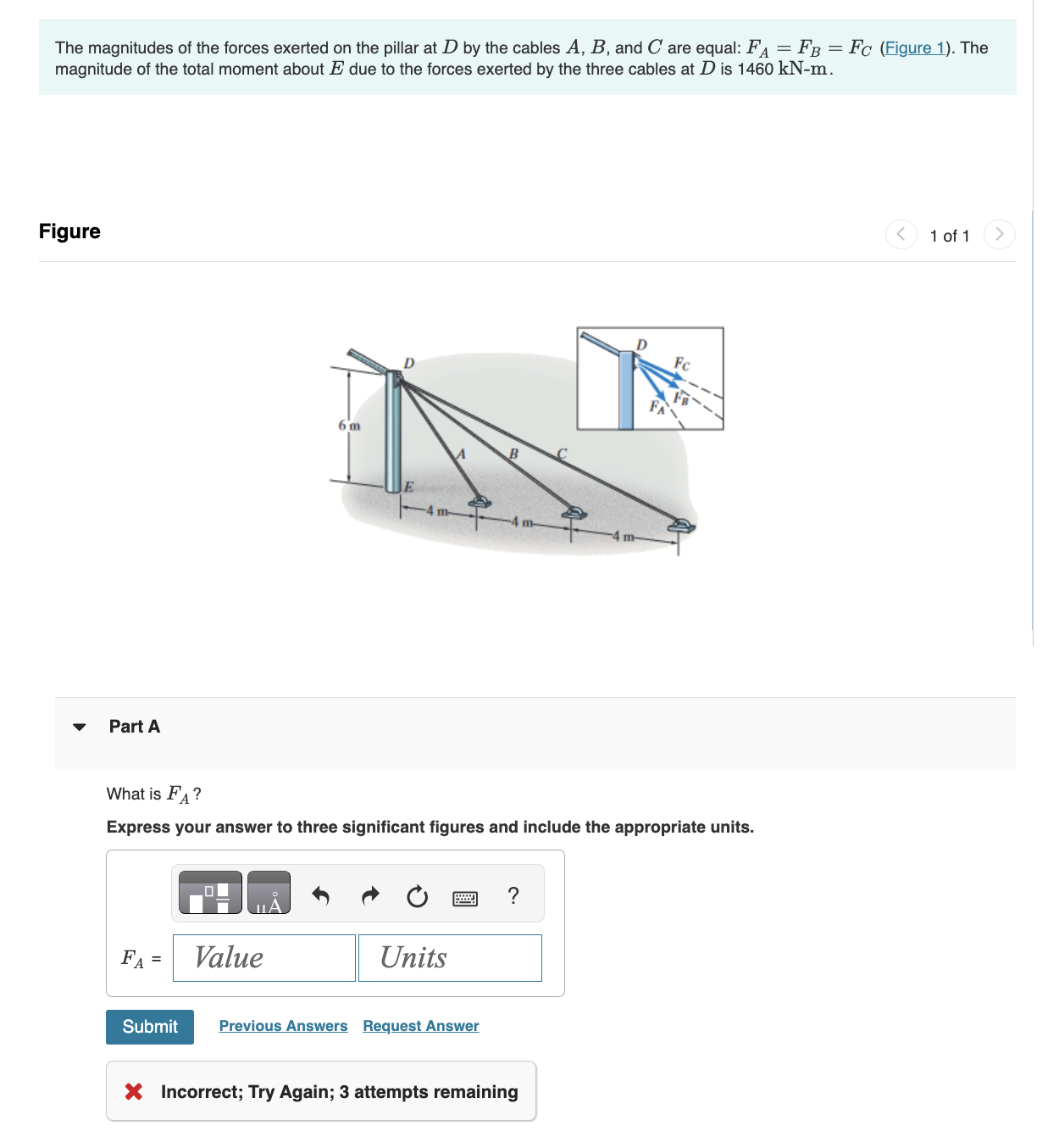 Solved The magnitudes of the forces exerted on the pillar at | Chegg.com