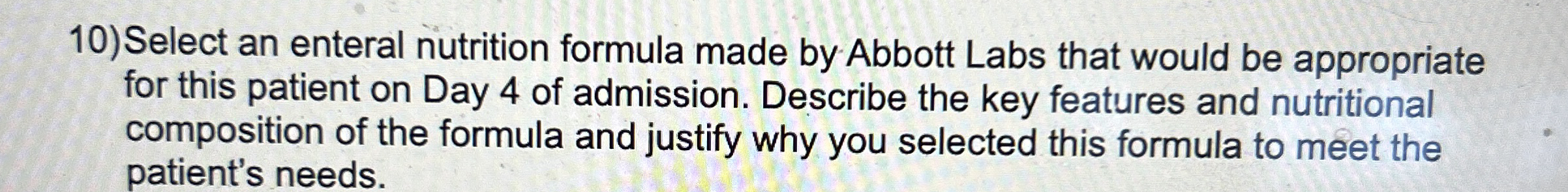 Select an enteral nutrition formula made by Abbott | Chegg.com