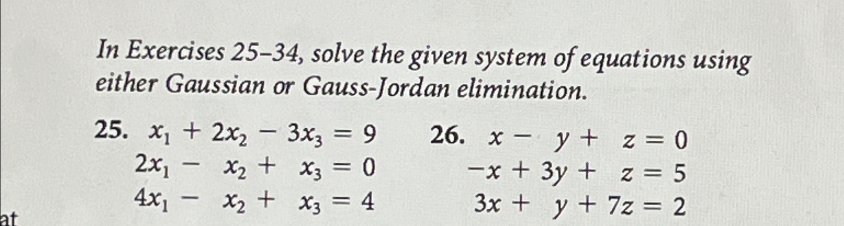 Solved In Exercises 25-34, ﻿solve the given system of | Chegg.com