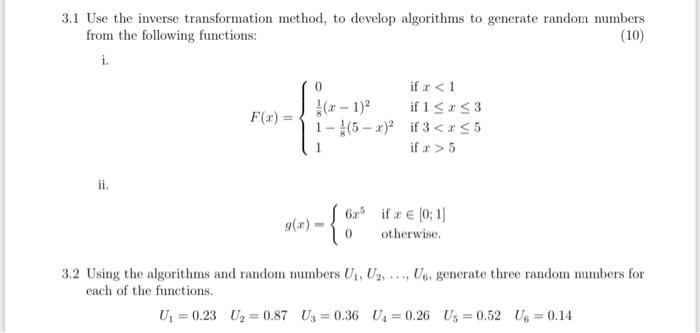 Solved 31 Use The Inverse Transformation Method To Develop 