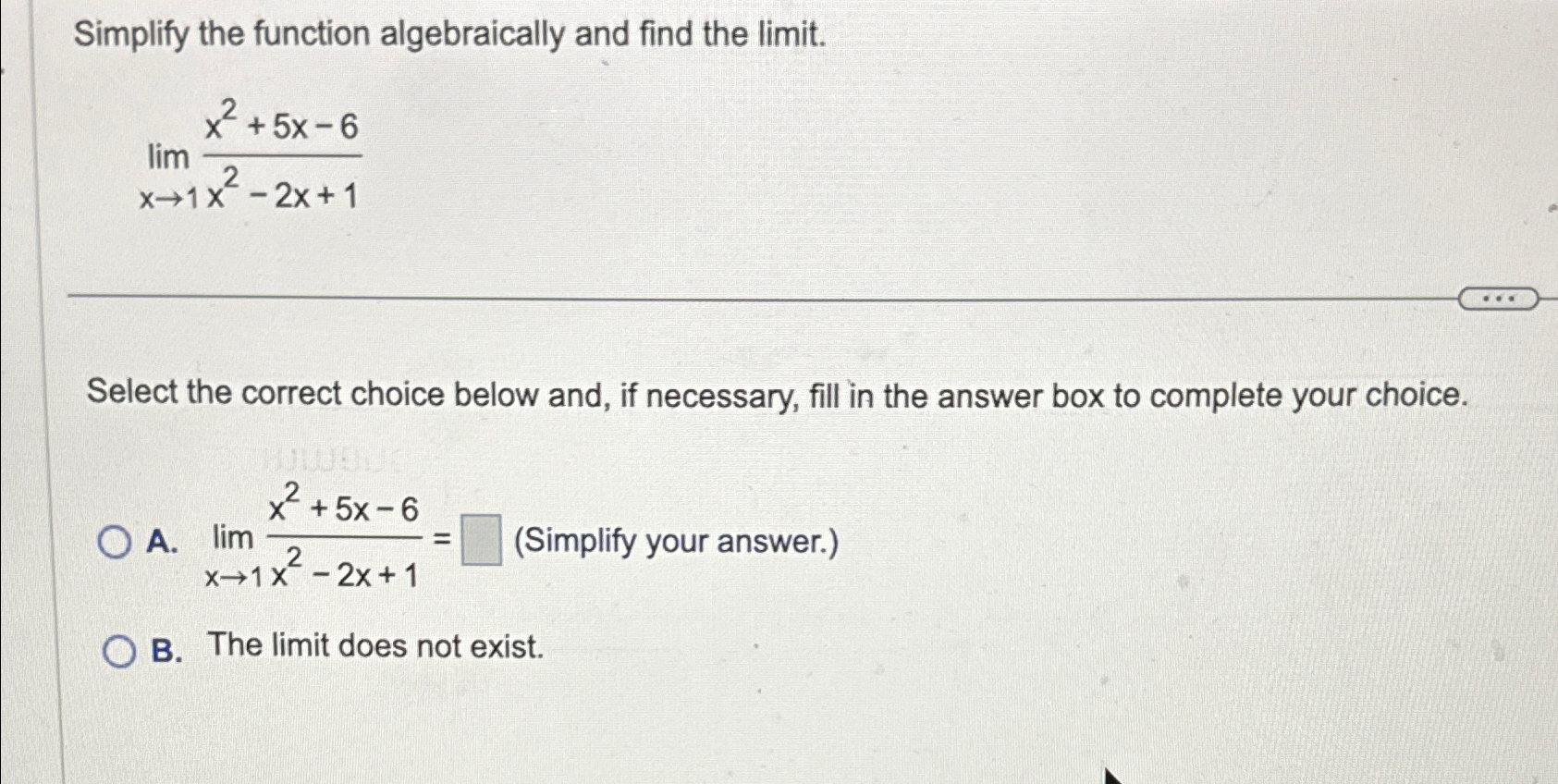 Solved Simplify the function algebraically and find the | Chegg.com