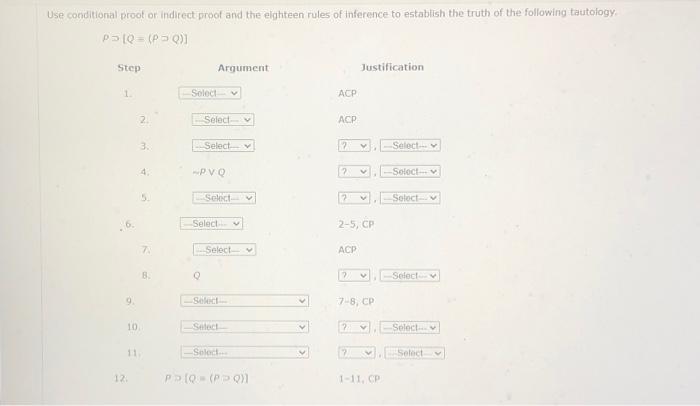 Solved Use conditional proot or indirect proof and the | Chegg.com
