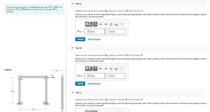Solved kN. The joints at A,B, and D are fixed. The joint at | Chegg.com