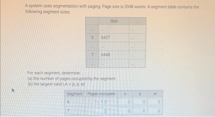 Solved A system uses segmentation with paging. Page size is | Chegg.com