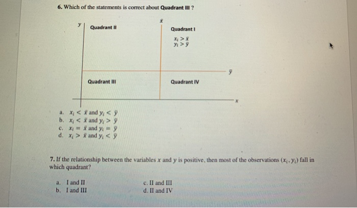 Solved 6. Which of the statements is correct about Quadrant | Chegg.com