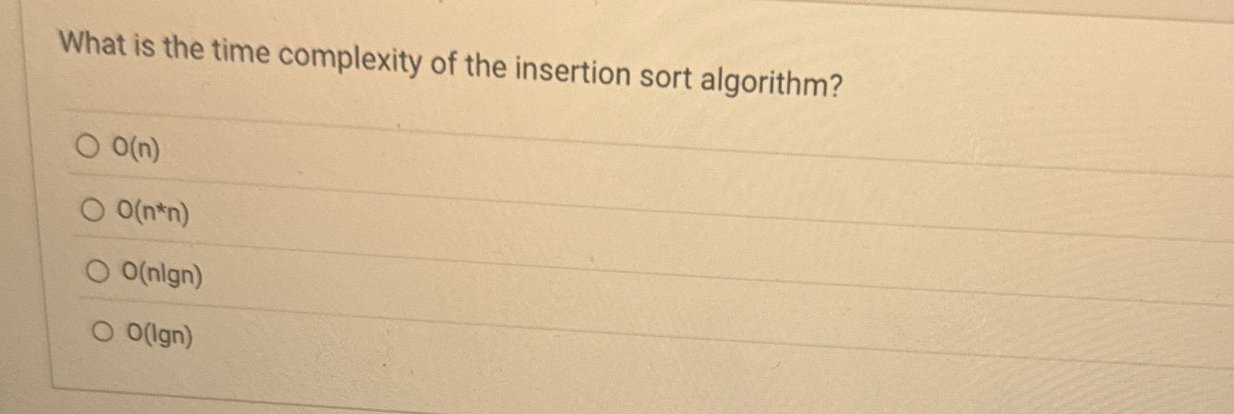 Solved What is the time complexity of the insertion sort | Chegg.com