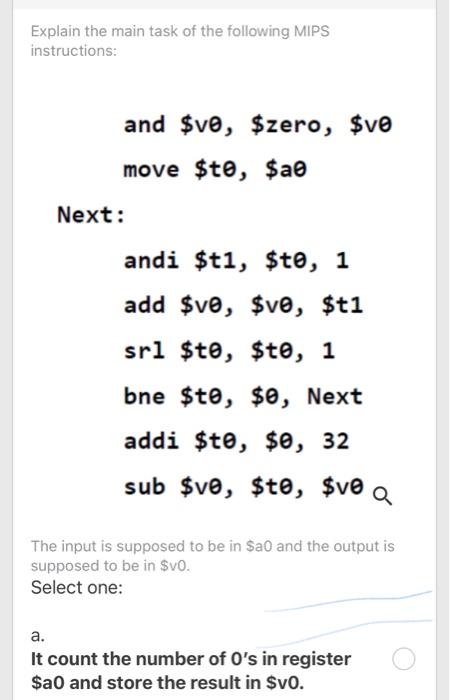 Solved Explain the main task of the following MIPS | Chegg.com