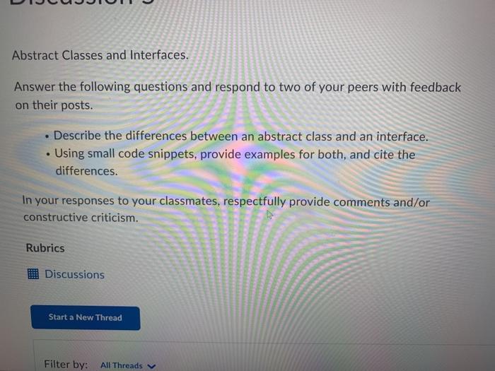 Solved Abstract Classes and Interfaces. Answer the following | Chegg.com