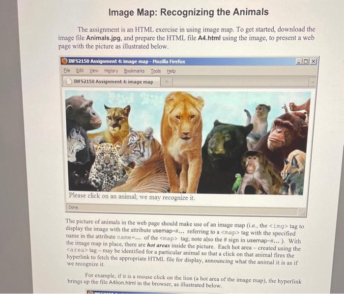 Solved Image Map: Recognizing the Animals The assignment is | Chegg.com