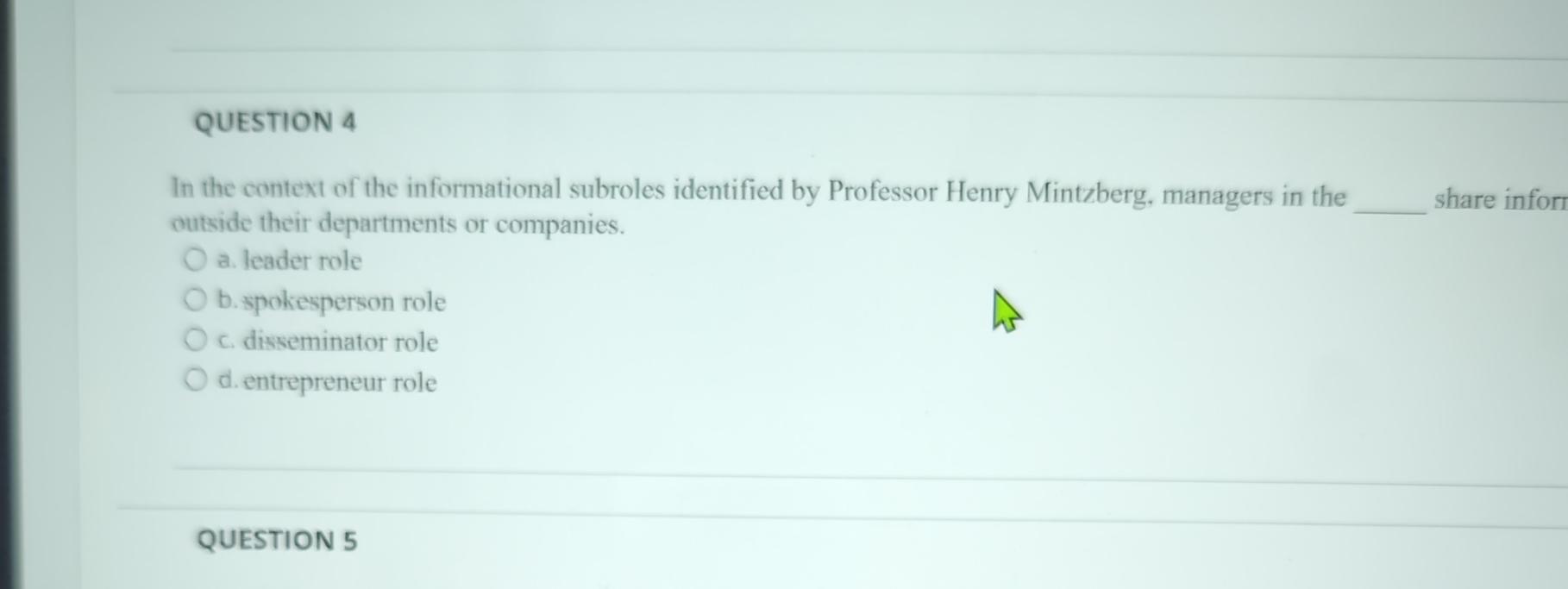 Solved QUESTION 4In the context of the informational | Chegg.com